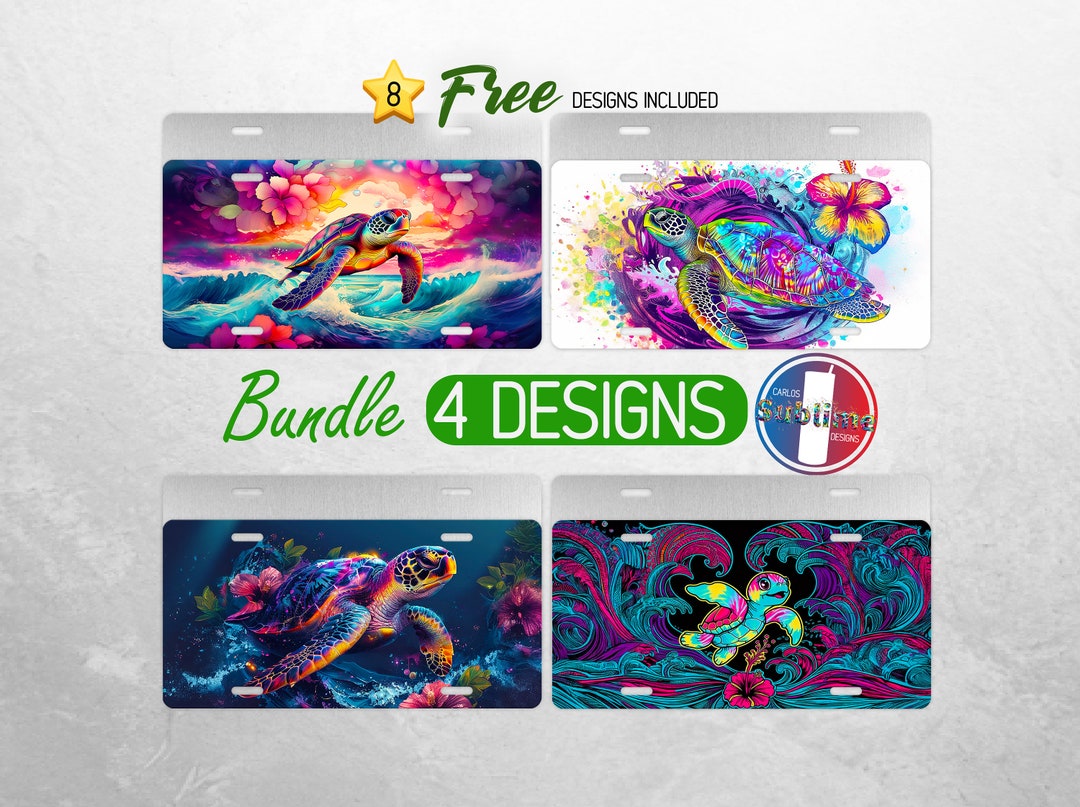Sea Turtle License Plate PNG Ocean Beach License Plate Design Hibiscus ...