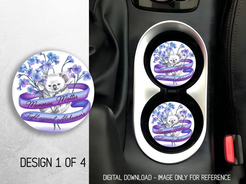 Alzheimer Awareness Car Coaster PNG Bundle Forget Me Not Coaster Png ...