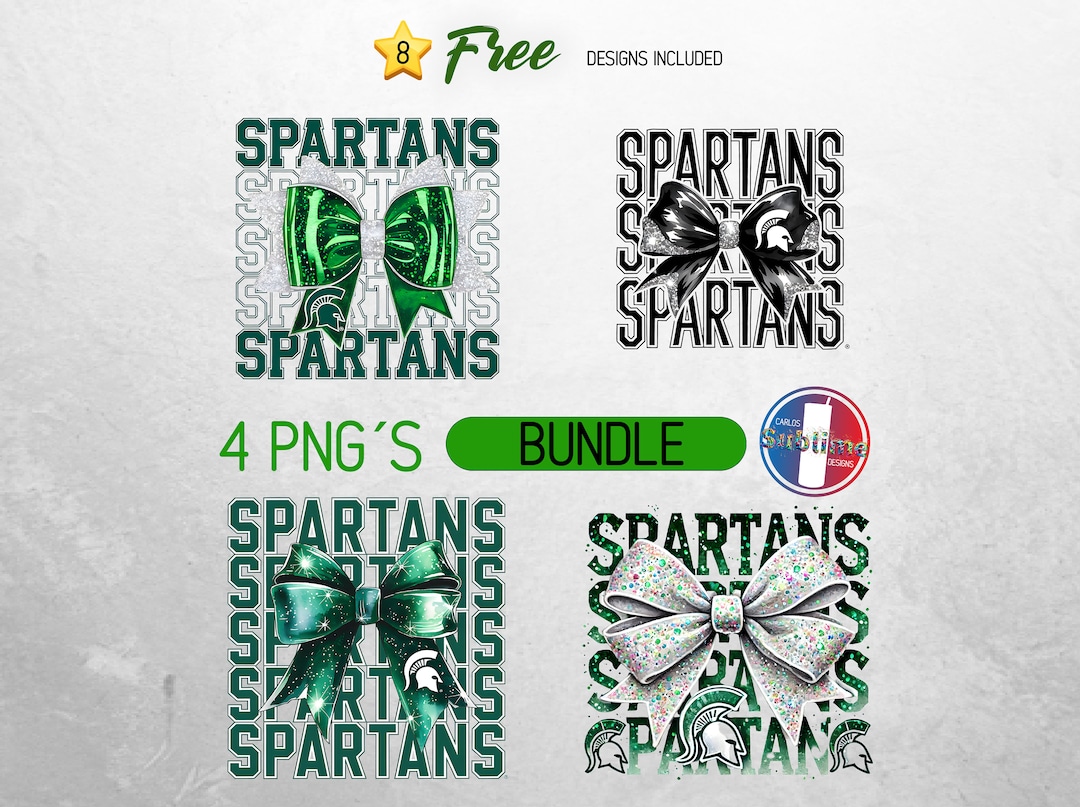 Spartans School Team Mascot Bow Shirt PNG, Green and White Team ...