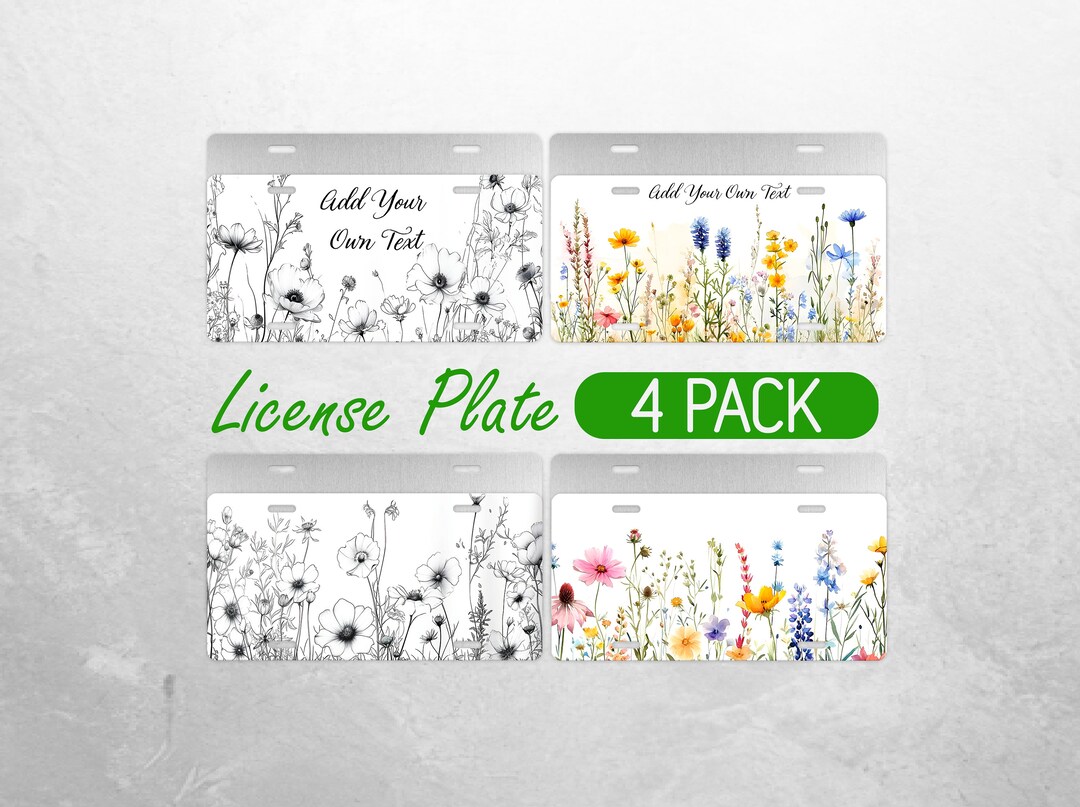 Wildflower License Plate PNG Floral Spring License Plate Design Add ...