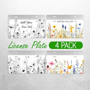 Wildflower License Plate PNG Floral Spring License Plate Design Add ...