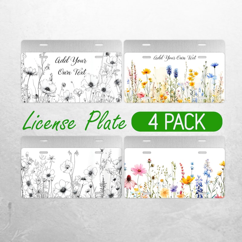 Floral License Plate - Etsy