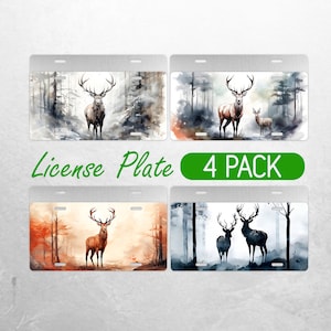 Watercolor Deer License Plate PNG Buck White Winter License Plate ...