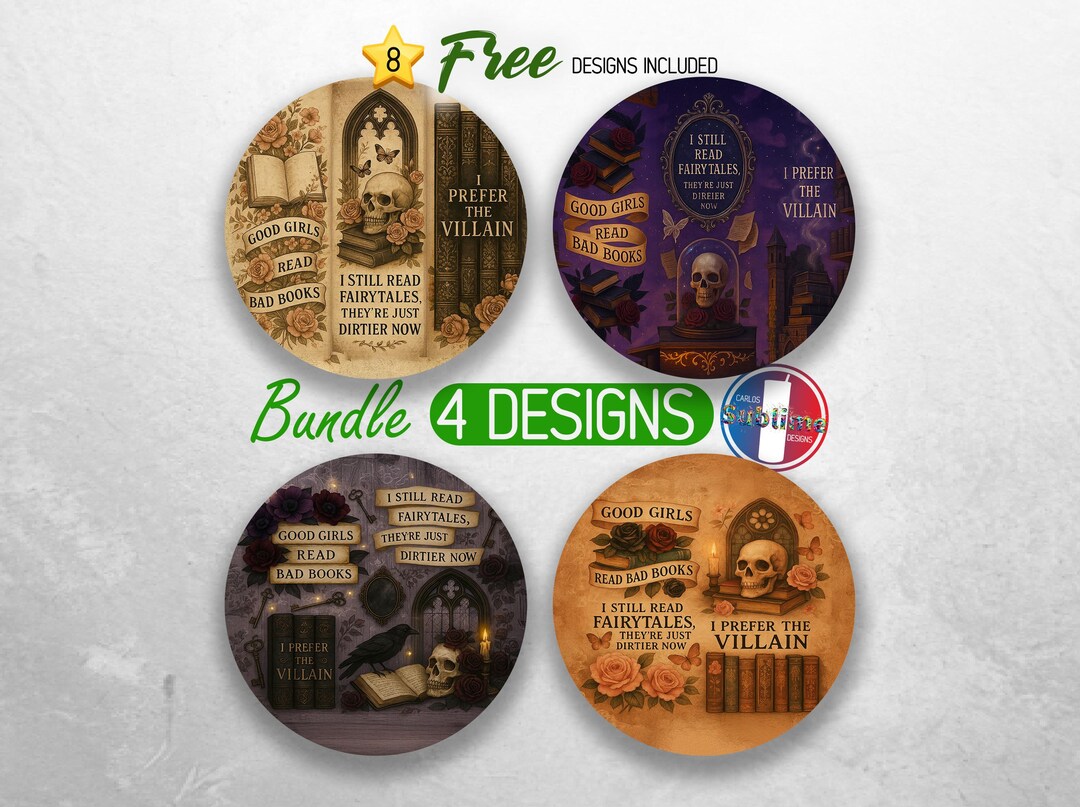 Bookish Book Lover Car Coaster PNG Bundle Reading Reader Coaster ...