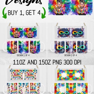 Autism Mom Mug Wrap PNG Bundle Autism Awareness 11oz and 15oz Mug ...