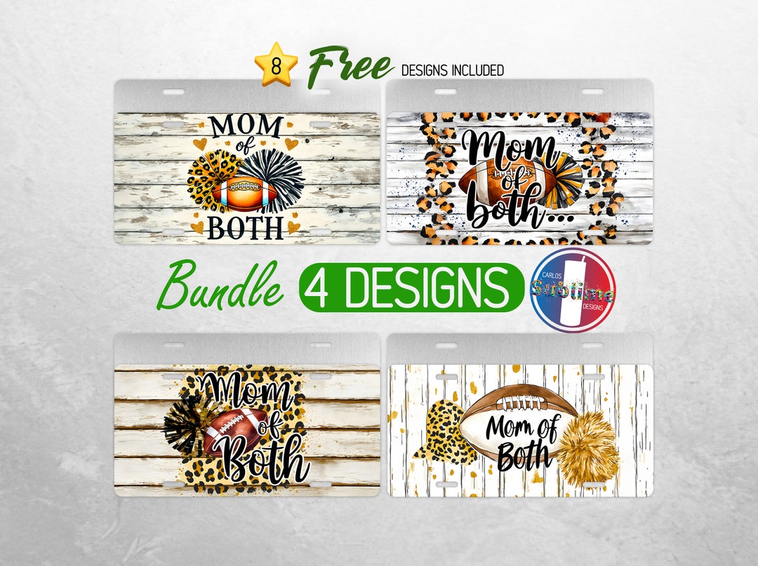 Football Cheer Mom of Both License Plate PNG Cheer Football Mom License ...