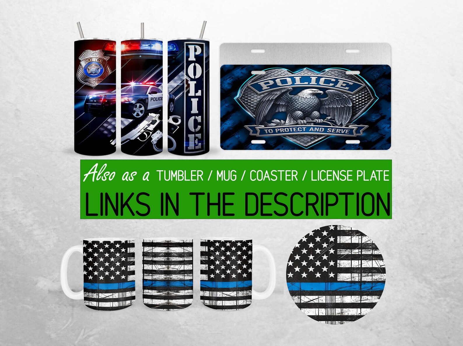 Police License Plate PNG Bundle Police Officer License Plate Design USA ...