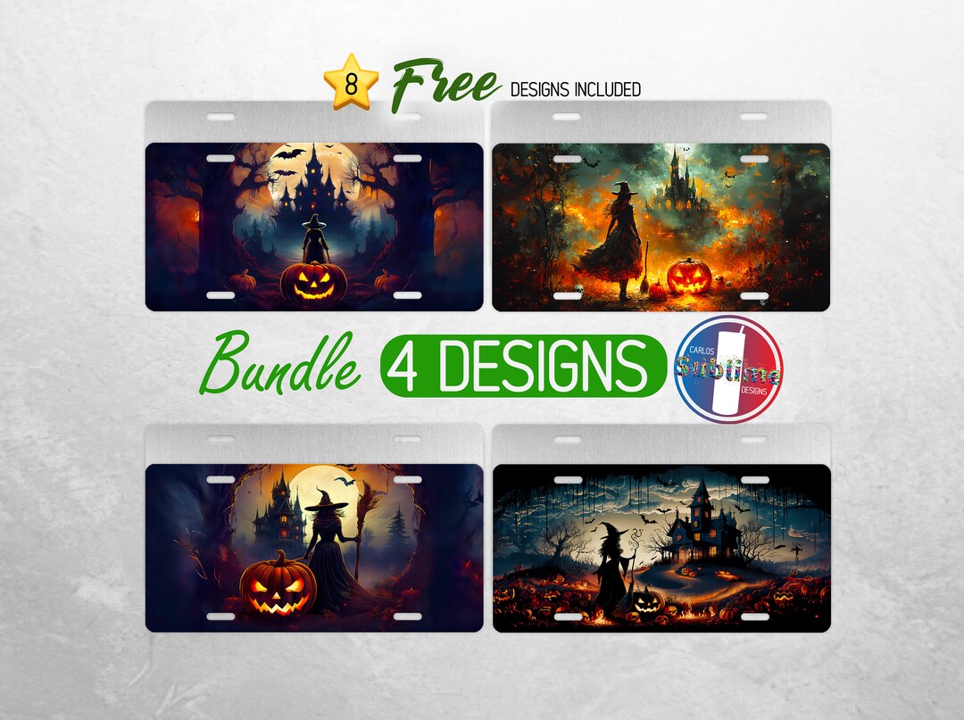 Halloween Haunted House License Plate PNG Spooky Witch License Plate ...