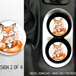 Baby Fox Car Coaster PNG Woodland Animal Car Coaster Sublimation ...