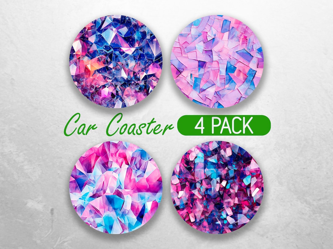 Holographic Glass Car Coaster PNG Sparkly Crystal Car Coaster ...
