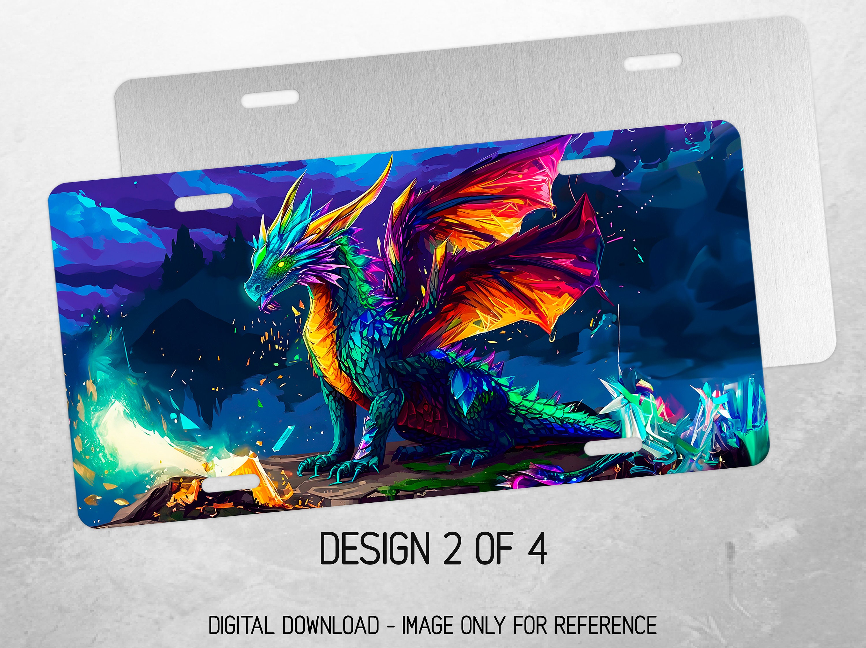 Mythical Dragon License Plate PNG Neon Dragon Books License Plate ...