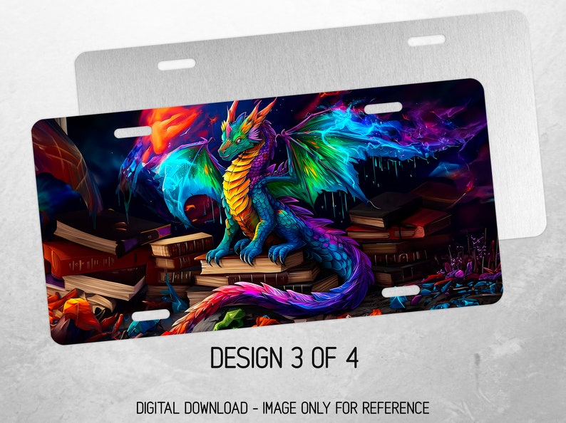 Mythical Dragon License Plate PNG Neon Dragon Books License Plate ...