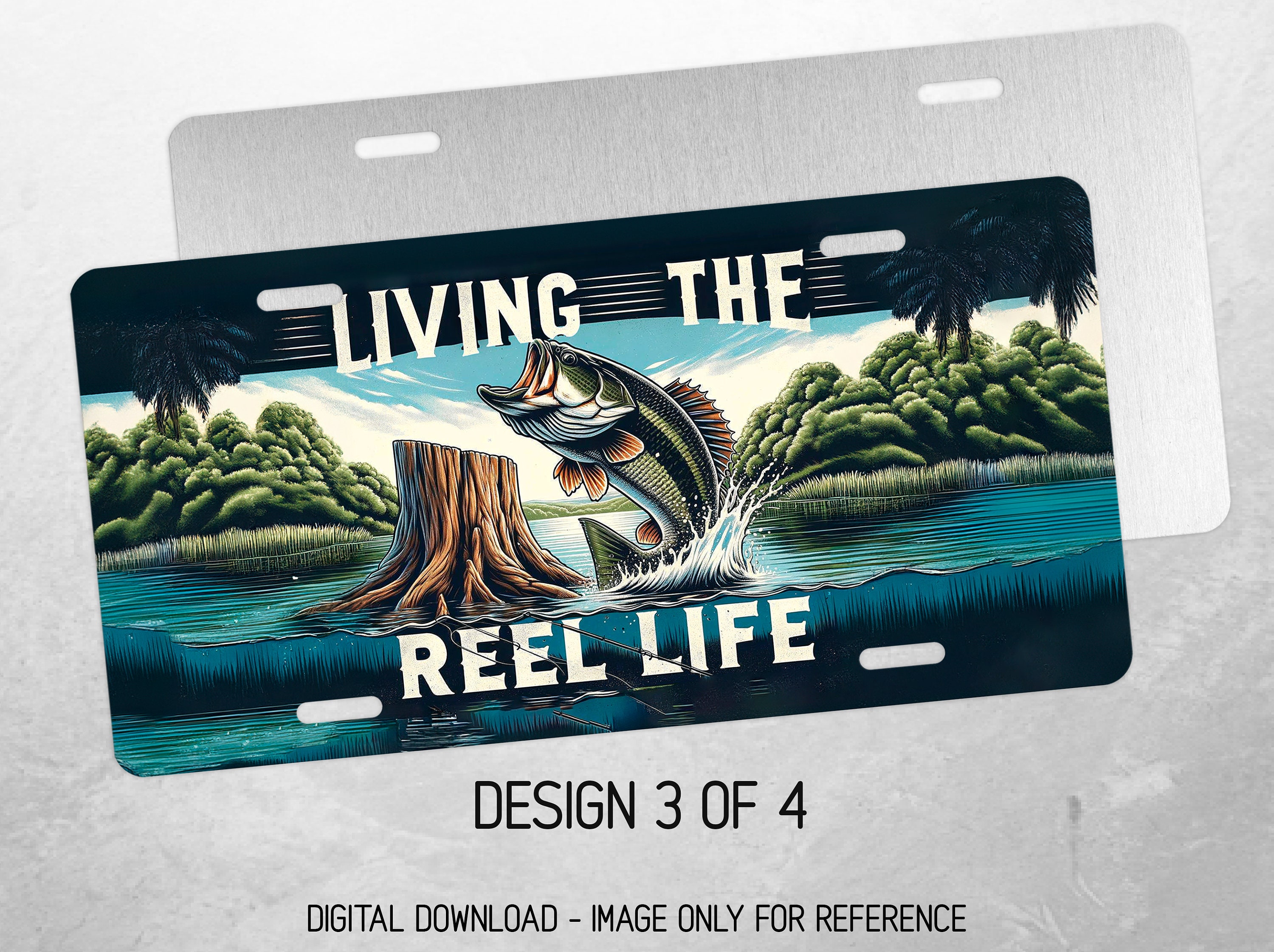 Living the Reel Life Fishing License Plate PNG Crappie Fish License ...