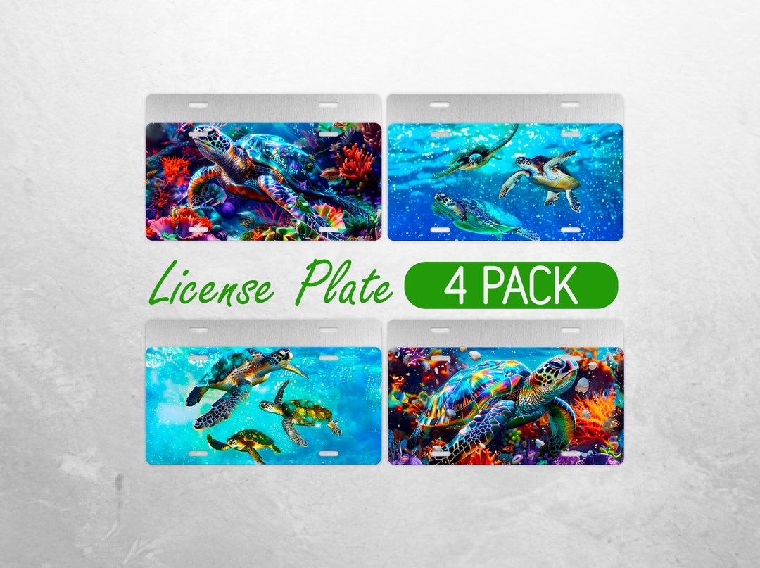 3D Sea Turtle License Plate PNG Ocean Seashells License Plate Design ...