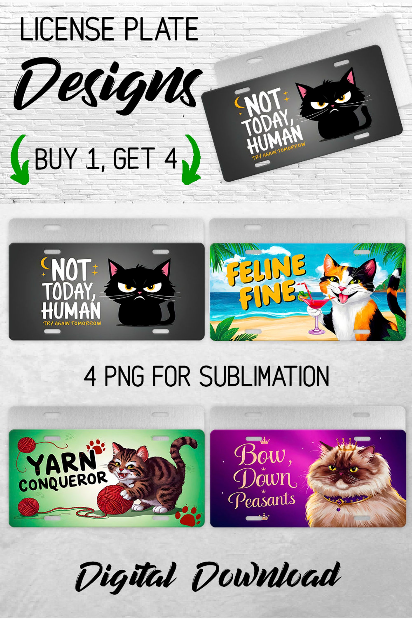 Funny Cat License Plate PNG Sassy Sarcastic License Plate Design Cat ...