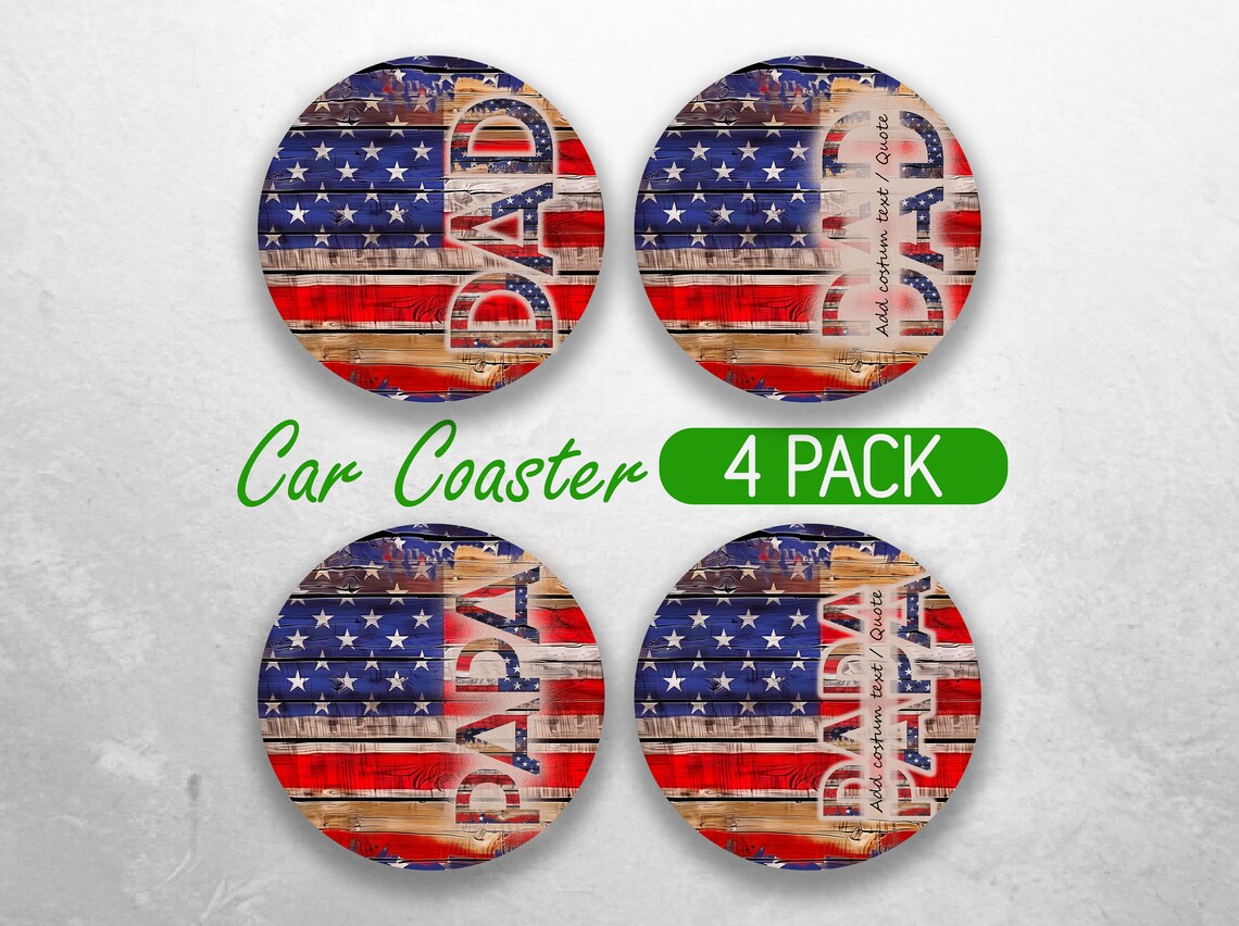 USA Papa Dad Car Coaster PNG Fathers Day Car Coaster Sublimation ...