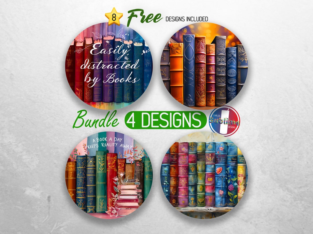Book Lover Car Coaster PNG Bundle Reading Bookish Coaster Png ...