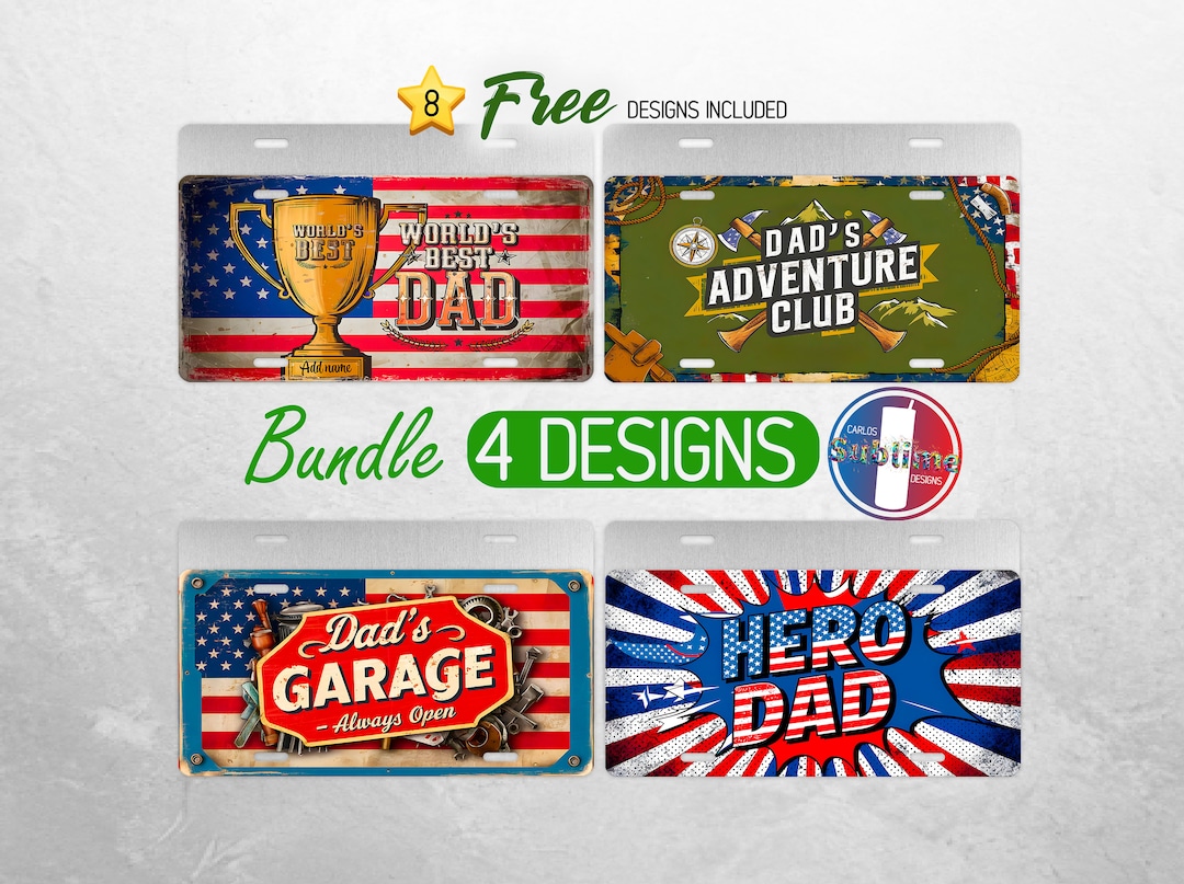 Retro Fathers Day License Plate PNG Patriotic Best Dad License Plate ...