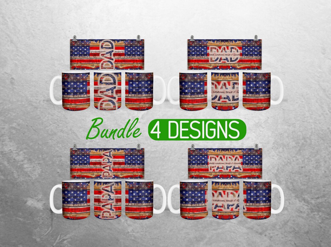 American Flag Papa Dad Mug Wrap PNG Fathers Day 11oz and 15oz Mug ...