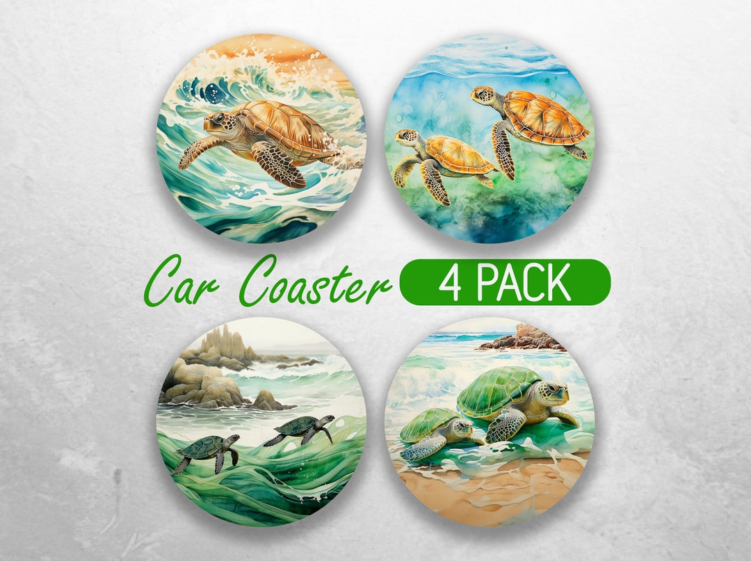 Sea Turtle Car Coaster PNG Beach Turtle Coaster Sublimation Designs Sea ...