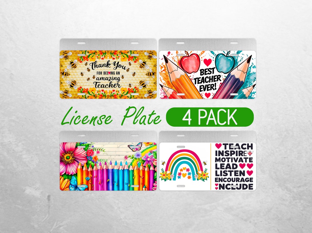 School Teacher License Plate PNG Honey Bee Teacher License Plate Design ...