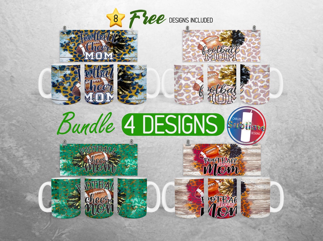 Cheer Football Mom Mug Wrap PNG Bundle Cheer Mom of Both 11oz and 15oz ...