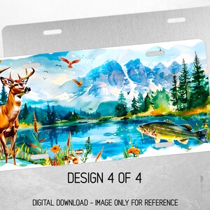 Hunting Fishing License Plate PNG Sublimation, Outdoor Wildlife Deer ...