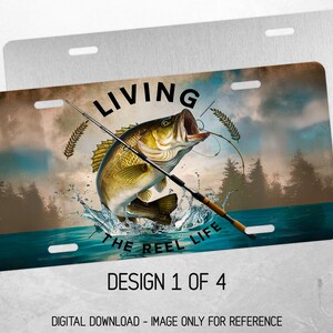 Living the Reel Life Fishing License Plate PNG Crappie Fish License ...