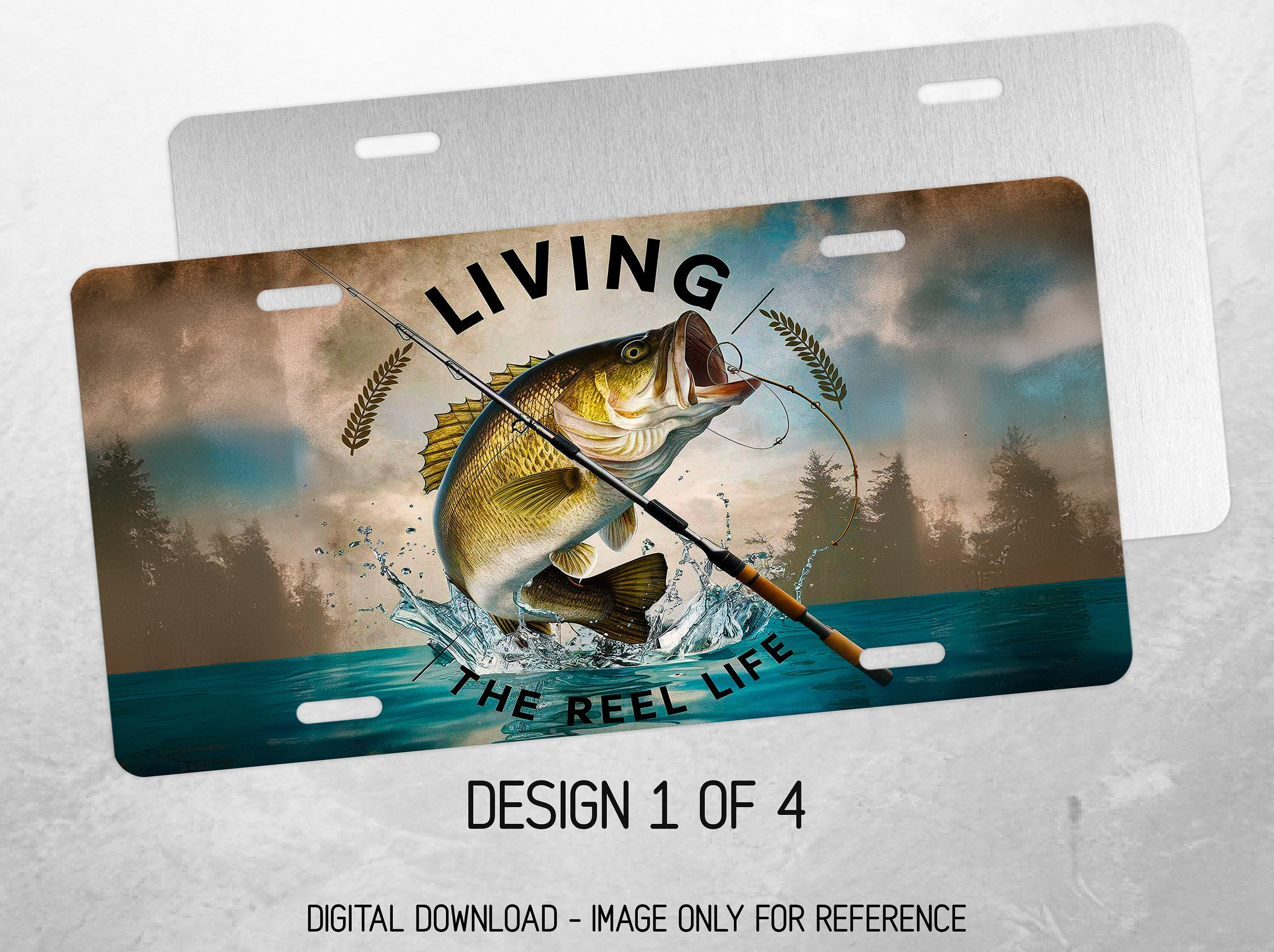 Living the Reel Life Fishing License Plate PNG Crappie Fish License ...