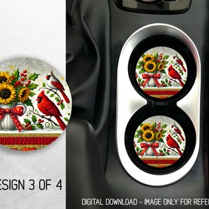 Red Cardinals Car Coaster PNG Bundle Christmas Cardinals Coaster Png ...