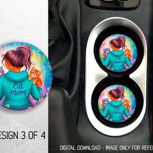 Cat Mom Car Coaster PNG Cat Woman Car Coaster Sublimation Designs ...