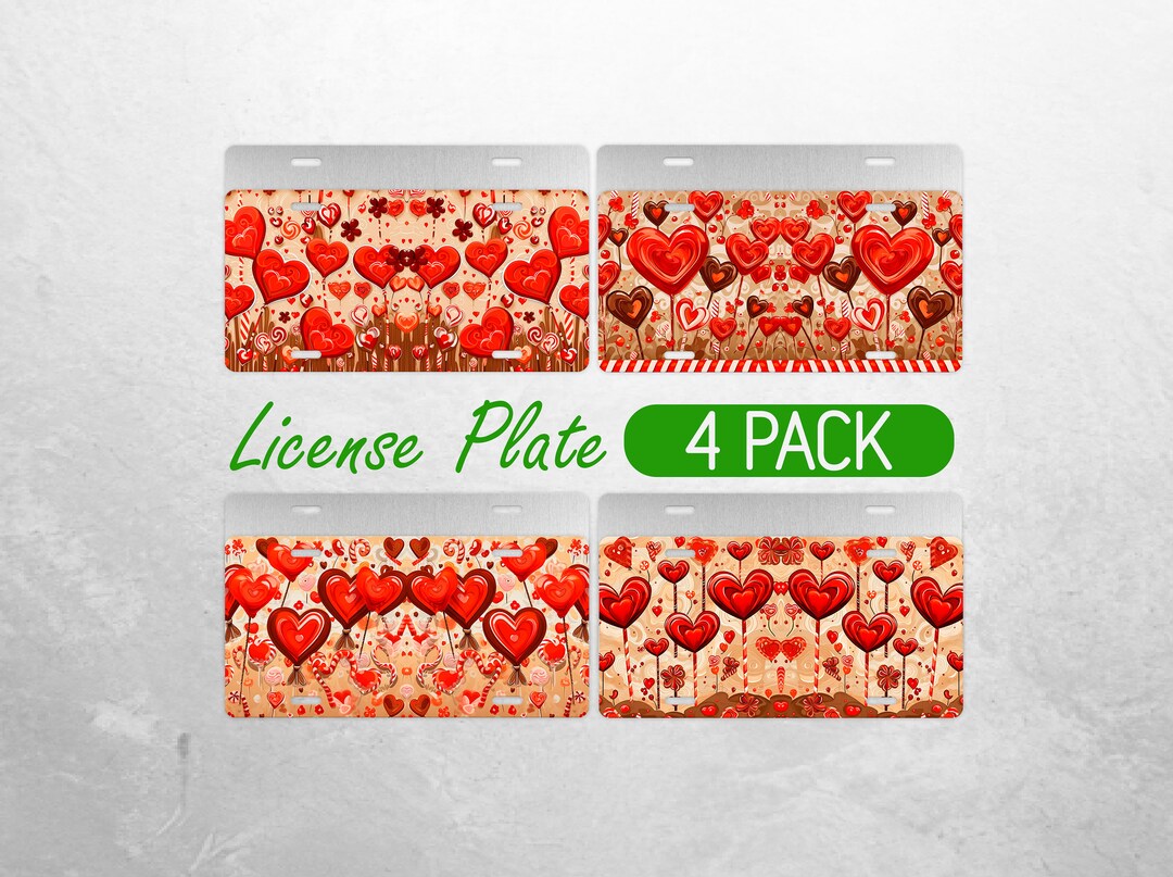 Valentine Hearts License Plate PNG Valentines Day License Plate Design ...