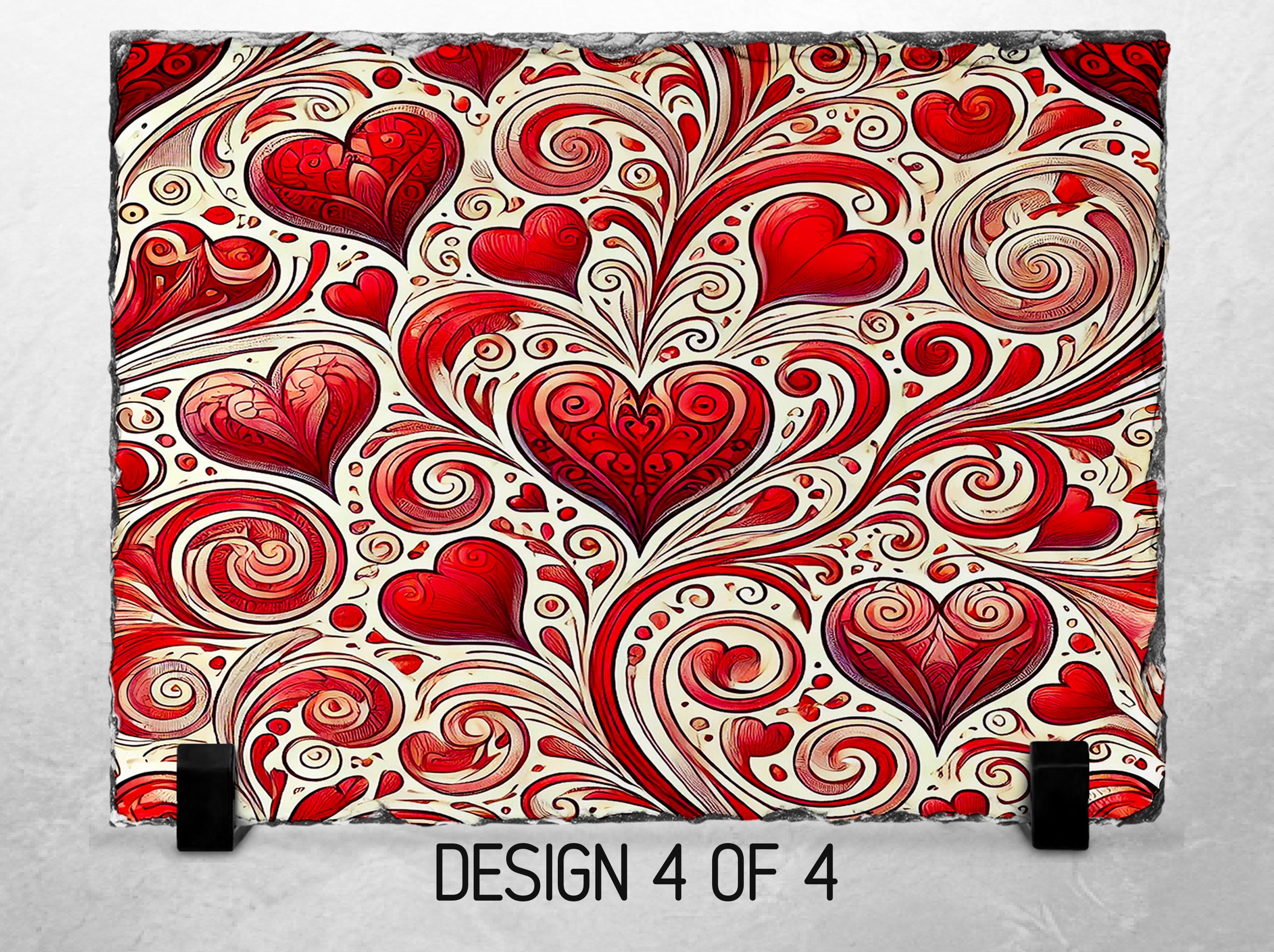 Red Valentines Day Hearts Slate PNG Valentine Hearts Slate File Bundle ...