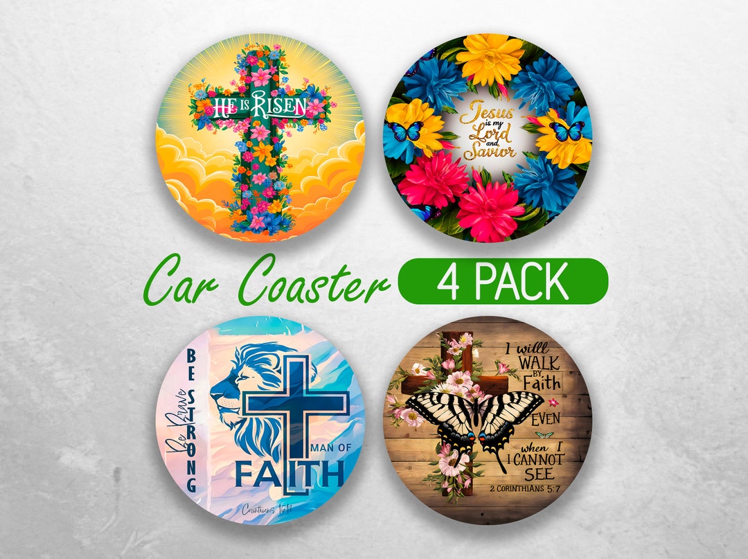 Faith Christian Car Coaster PNG Bible Verse Car Coaster Sublimation ...
