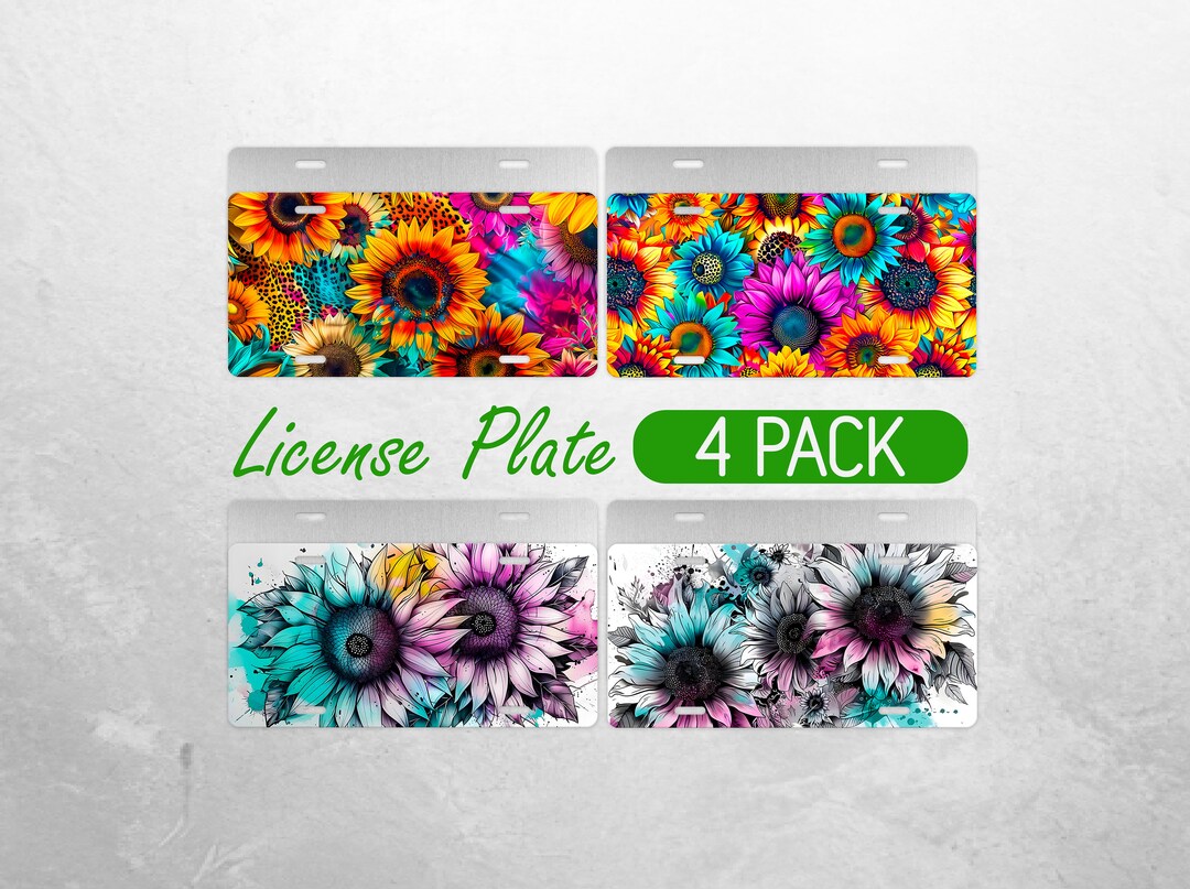 Sunflower License Plate PNG Colorful Flowers License Plate Design Tie ...