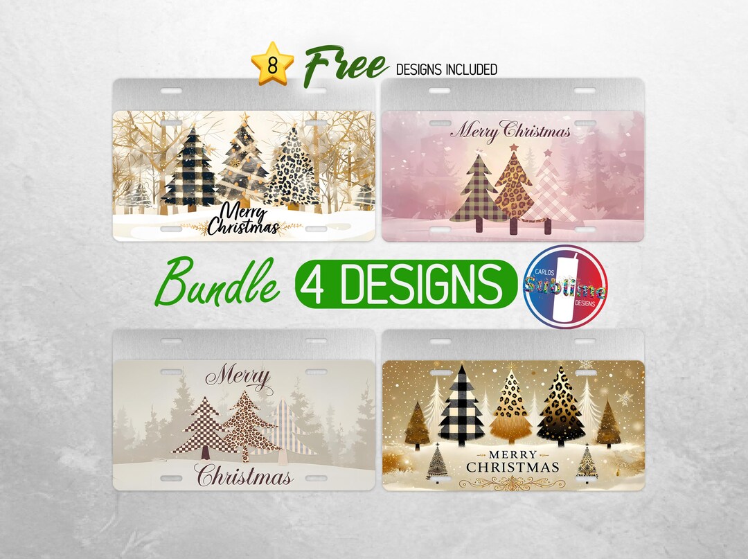 Christmas Tree License Plate PNG Bundle Merry Christmas License Plate ...