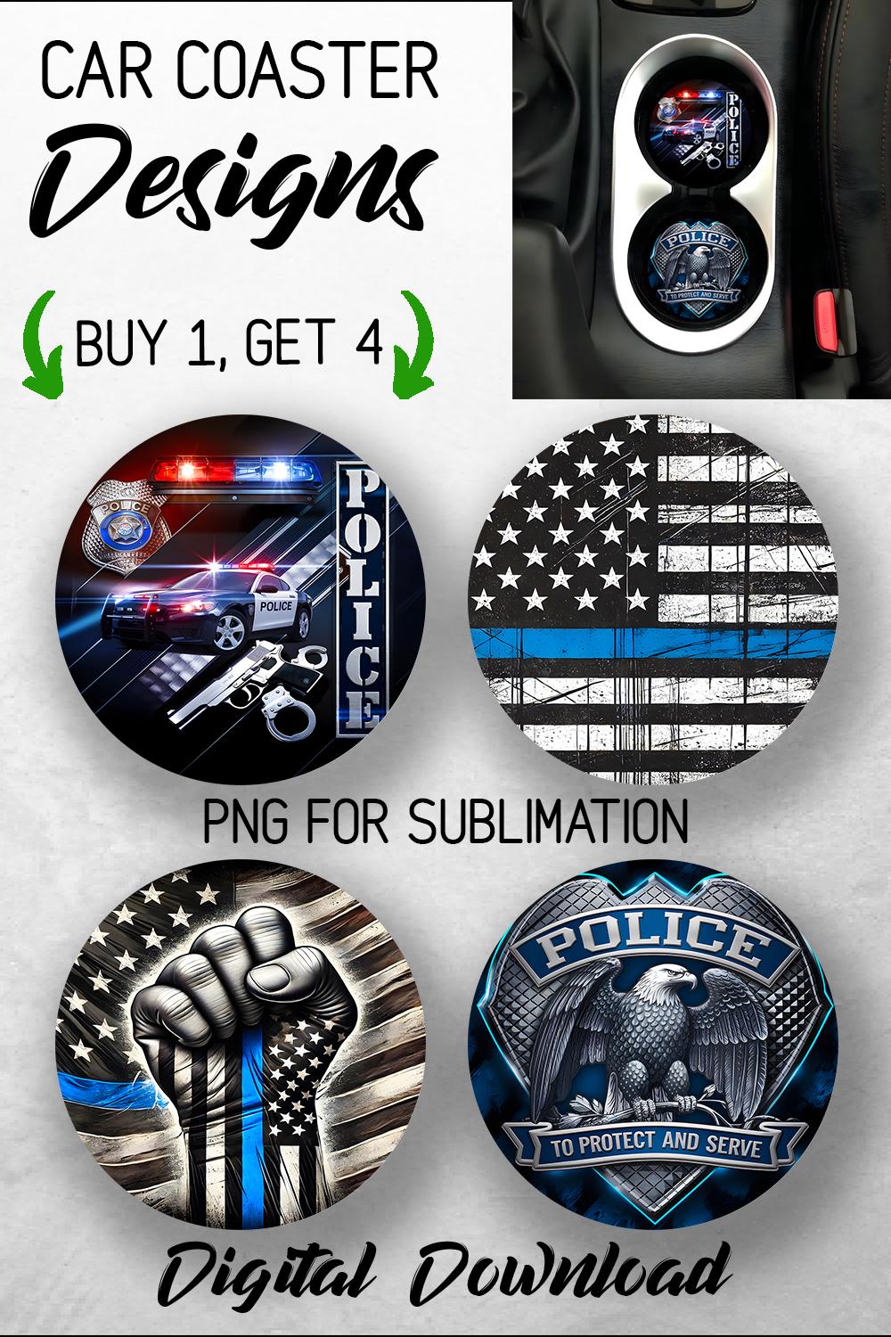 Police Car Coaster PNG Bundle Police Officer Car Coaster Sublimation ...