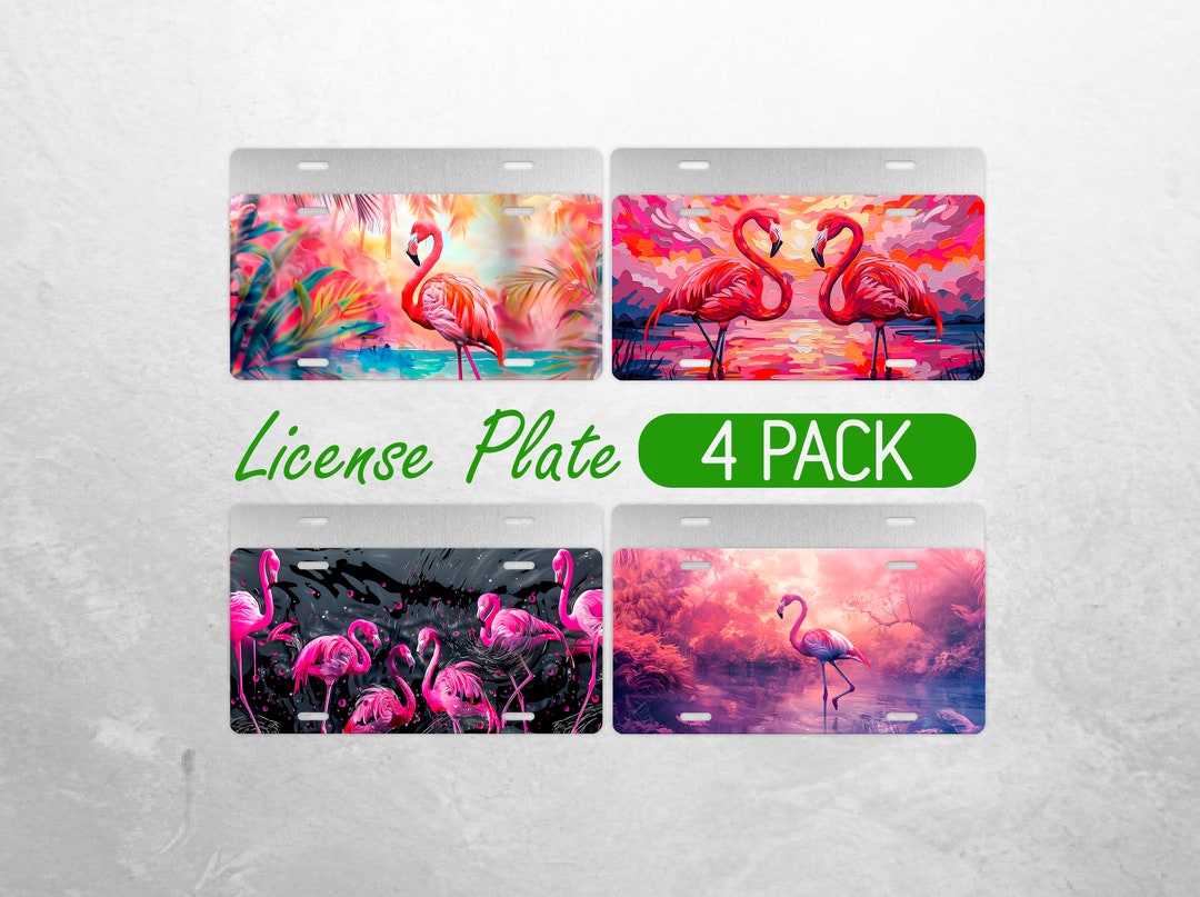 Pastel Flamingo License Plate PNG Pink Flamingos License Plate Design ...
