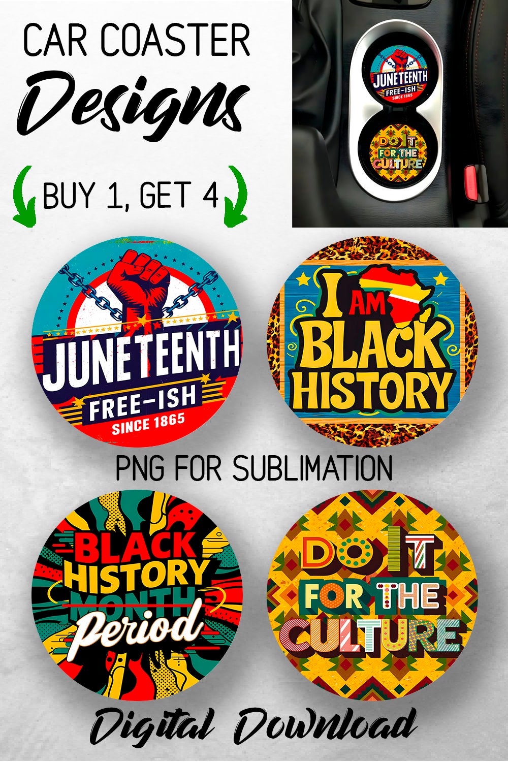 Celebrate Juneteenth Car Coaster PNG Black History Car Coaster ...