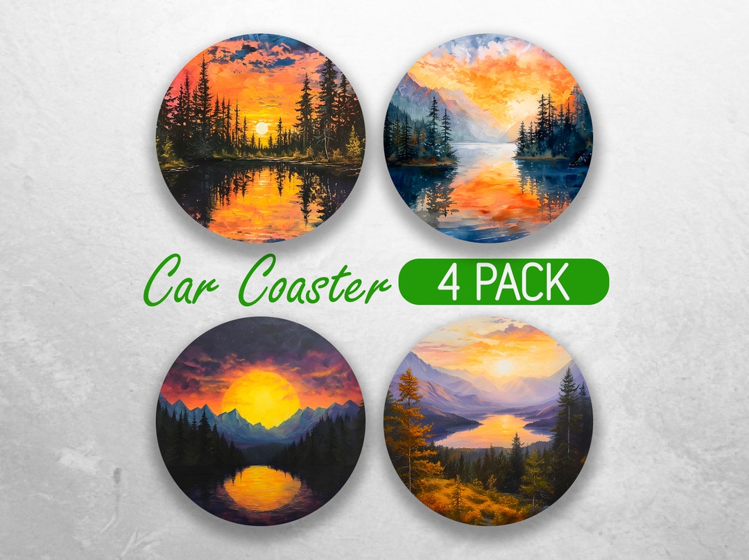 Forest Sunset Car Coaster PNG Mountains Outdoor Car Coaster Sublimation ...