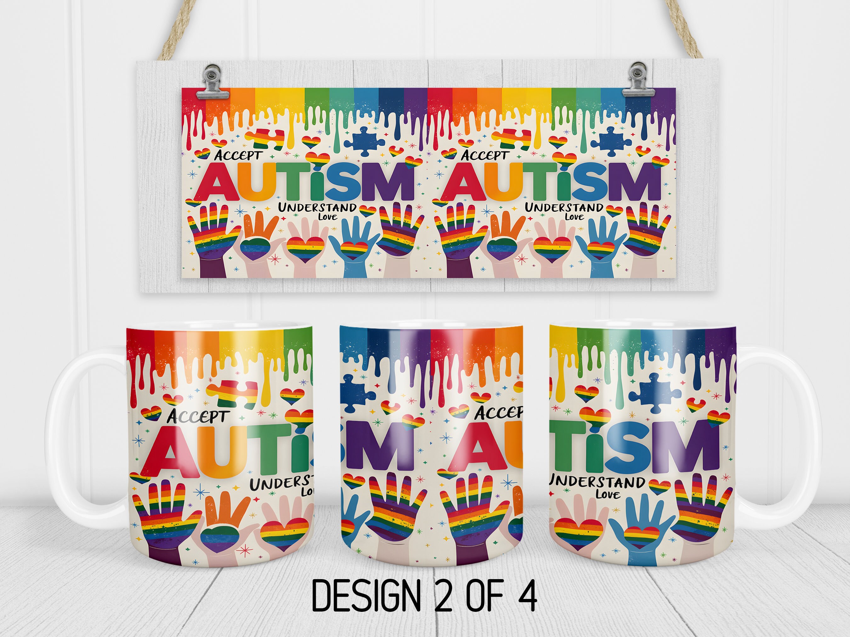 Autism Mug Wrap PNG Bundle Autism Awareness 15oz Mug Wrap Proud Autism ...
