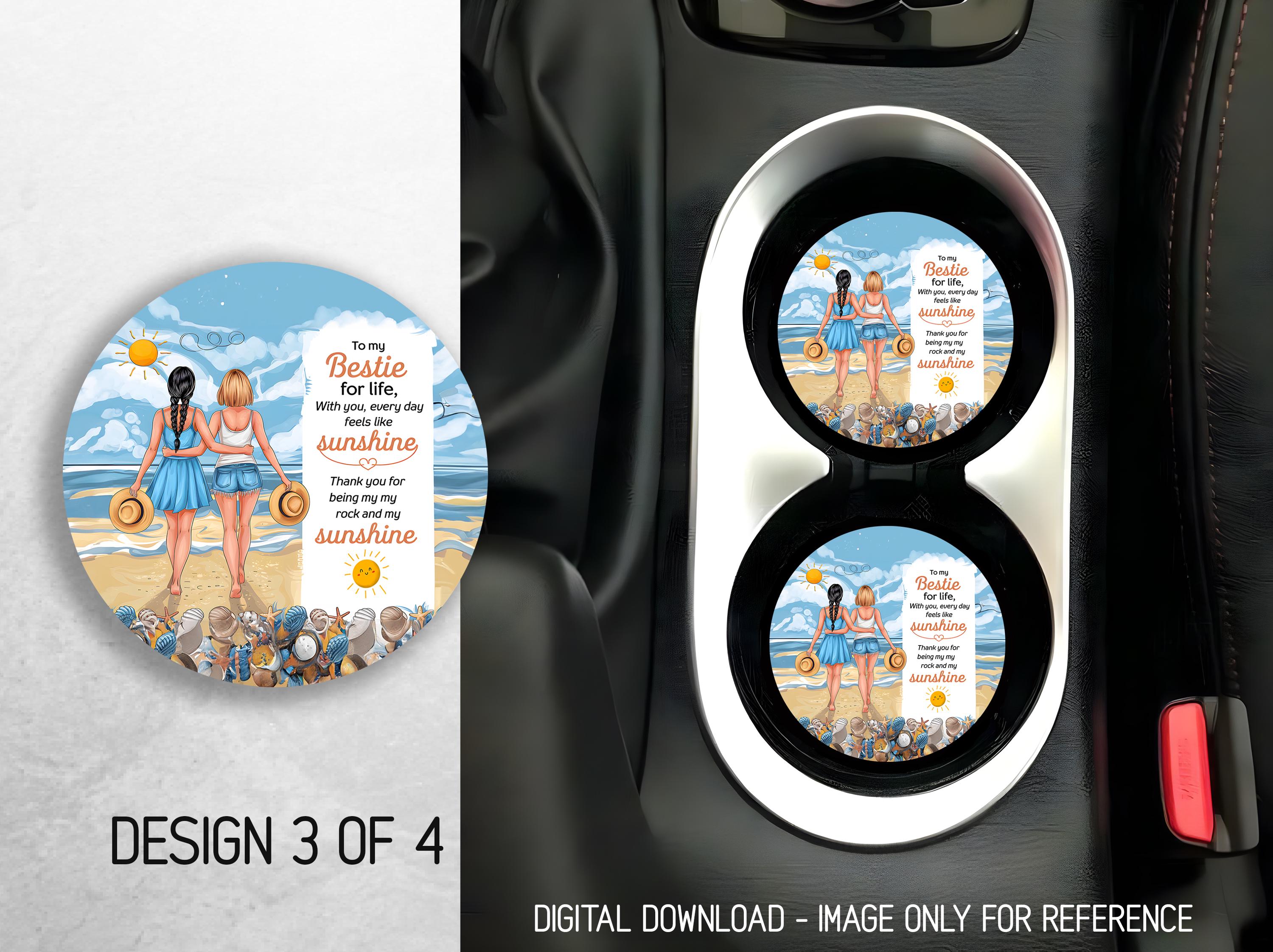 Best Friends Car Coaster PNG Bundle Badass Bestie Car Coaster ...