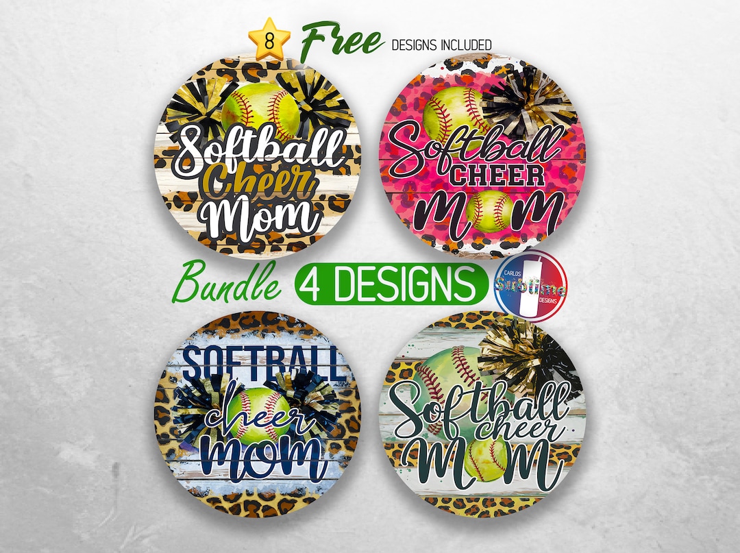 Cheer Softball Mom Car Coaster PNG Bundle Cheer Mom of Both Coaster Png ...
