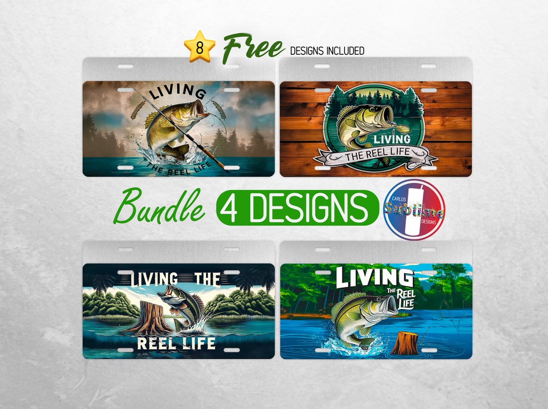 Living the Reel Life Fishing License Plate PNG Crappie Fish License ...