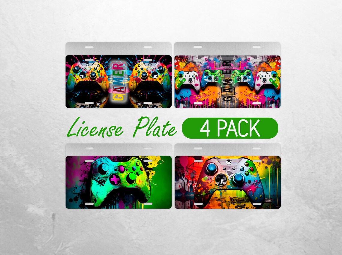 Gamer License Plate PNG Bundle Gaming License Plate Design Game ...