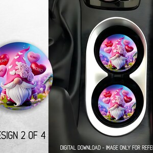 Valentines Day Gnome Car Coaster PNG Bundle Valentine Cute Gnome Car ...