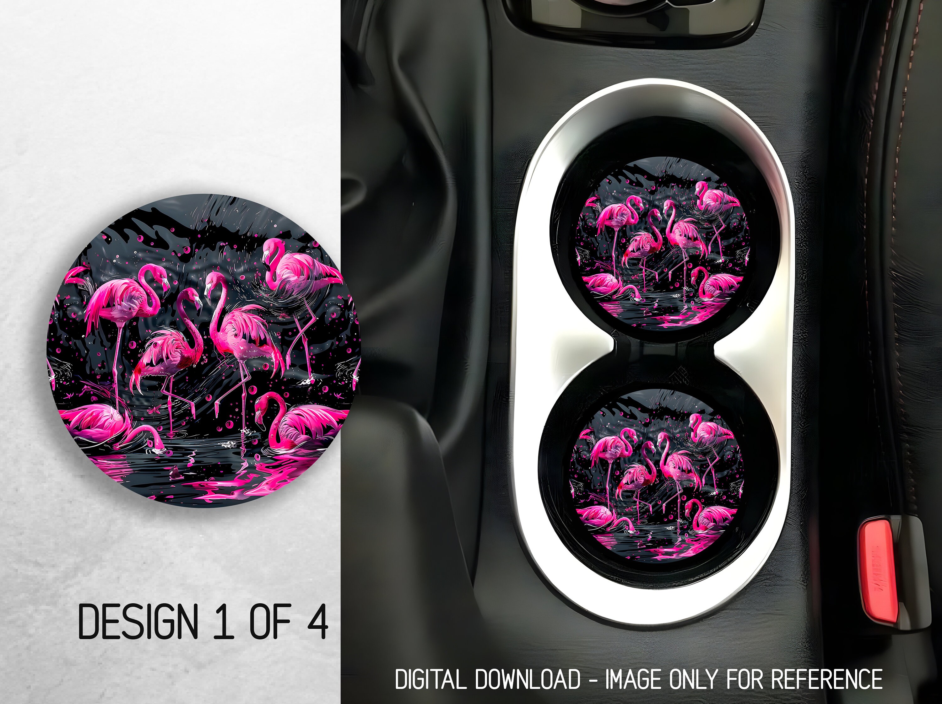 Pastel Flamingo Car Coaster PNG Pink Flamingos Car Coaster Sublimation ...