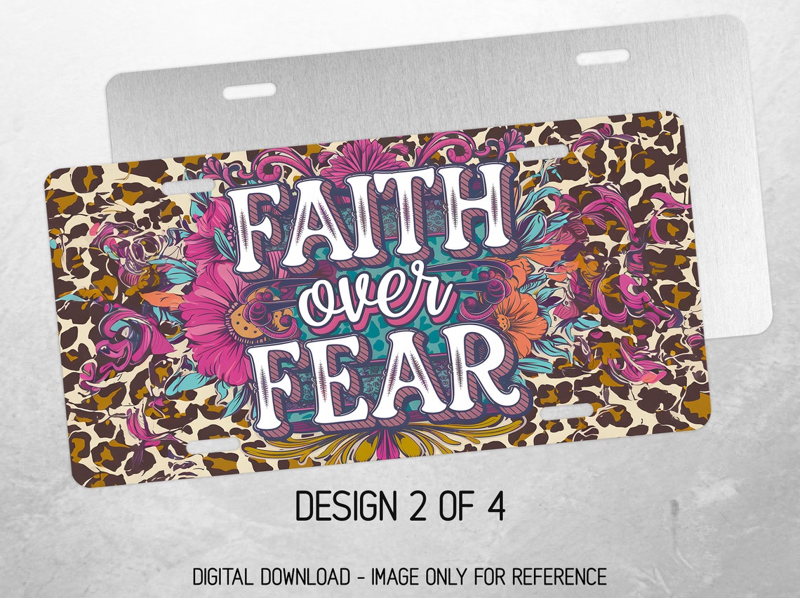 Faith Over Fear License Plate PNG Bundle Christian License Plate Design ...