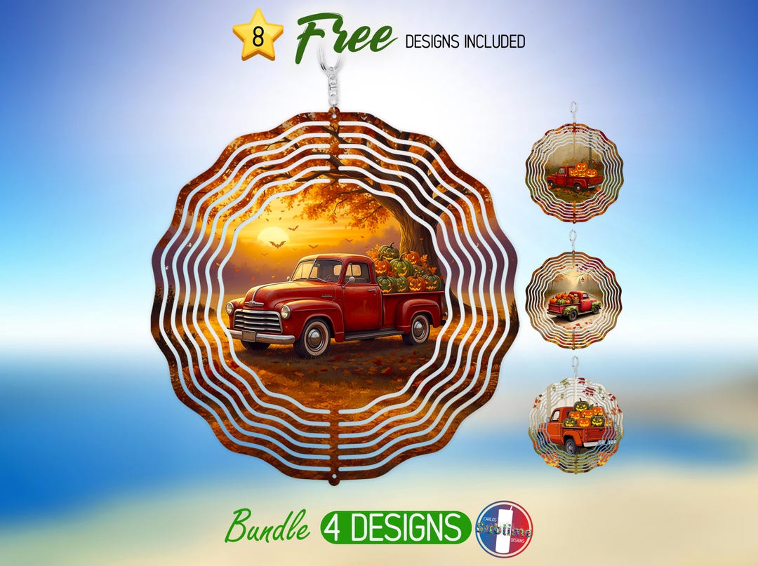 Little Red Truck Fall Wind Spinner PNG Fall Pumpkin Patch Windspinner ...