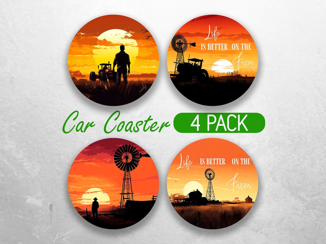Life is Better on the Farm Car Coaster PNG Farm Coasters Sublimation ...